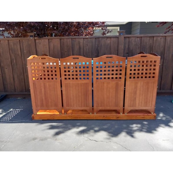 Outdoor Wood Privacy Screen with 4 Panels